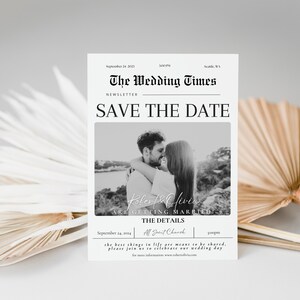 Save the Date Wedding Newspaper Template, Save the Date Newspaper ...