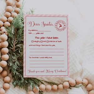 Letter to Santa, Kids Letter to Santa, Pink Girl Printable Letter to ...