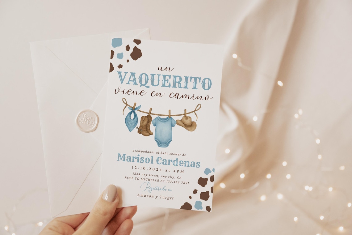 Invitación Baby Shower Vaquerito, Niño Cowboy, Fiesta Del Oeste, Tema ...