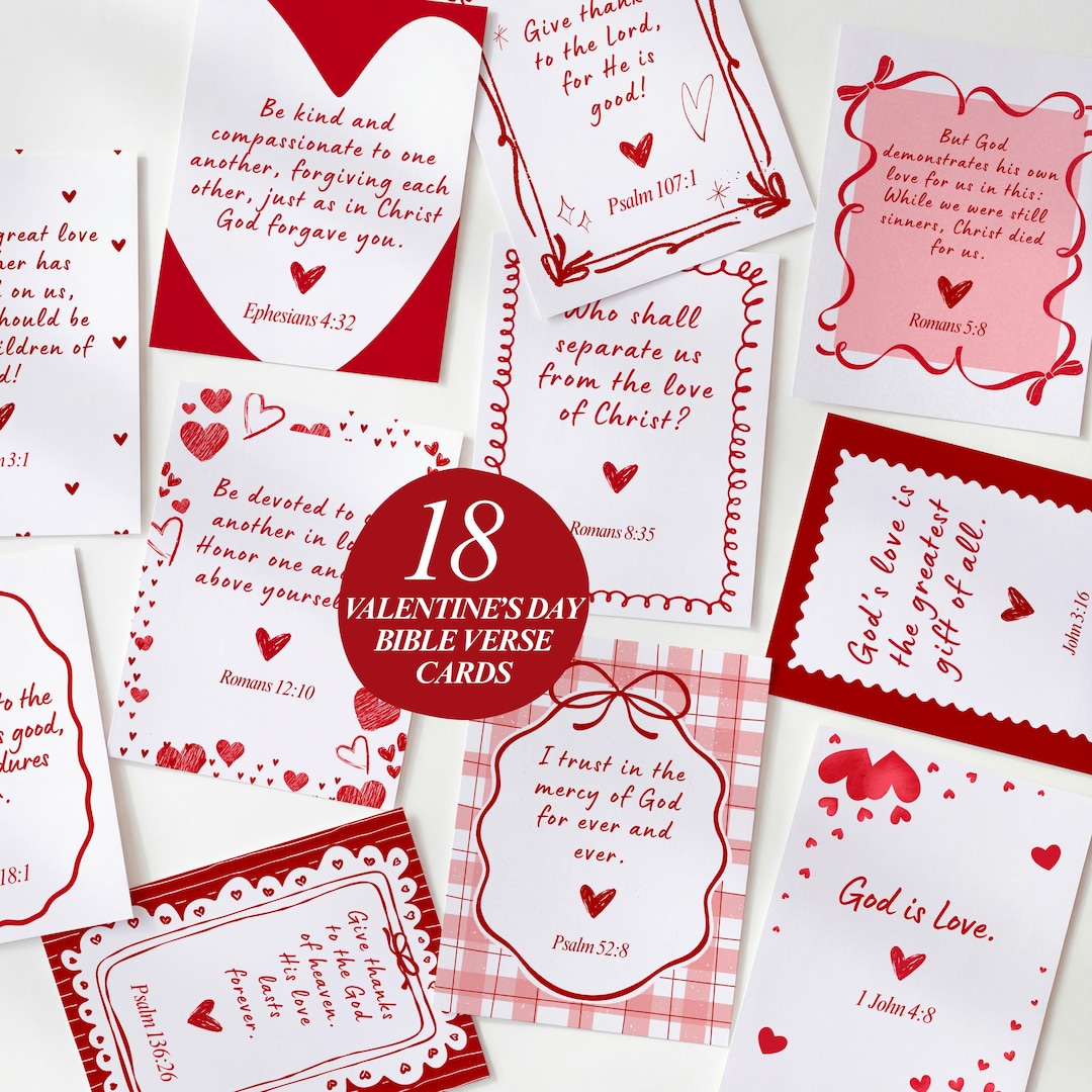 Christian Valentine Bible Verse Cards for Kids, Printable Valentine’s ...