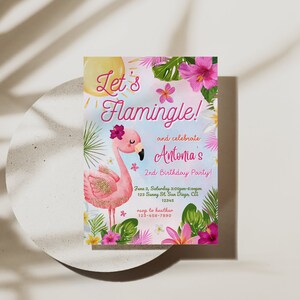 Flamingo Birthday Party Invitation, Flamingo Theme Party, Let's ...