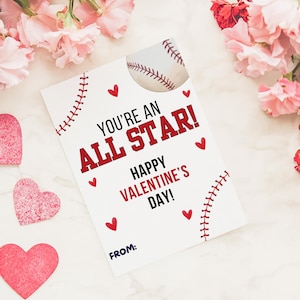 Baseball Valentine's Day Cards, All Star Valentines Cards, Printable ...