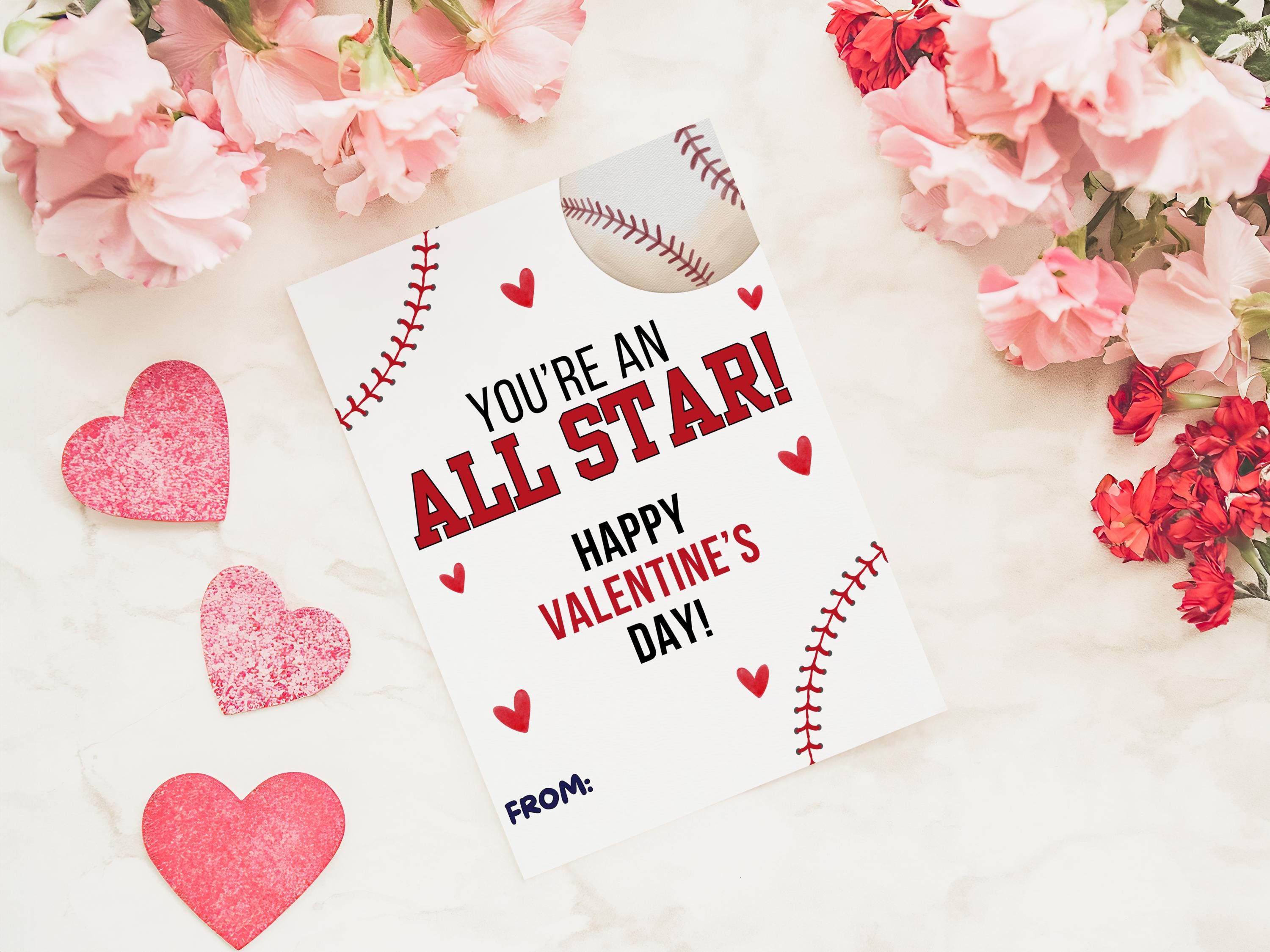Baseball Valentine's Day Cards, All Star Valentines Cards, Printable ...