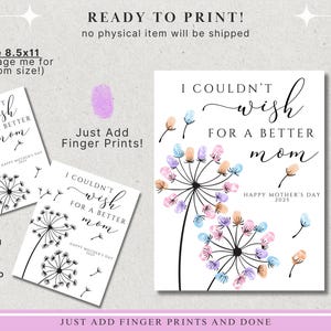 Mother's Day Fingerprint Printable, DIY Gift for Mom, Gift for Mom ...