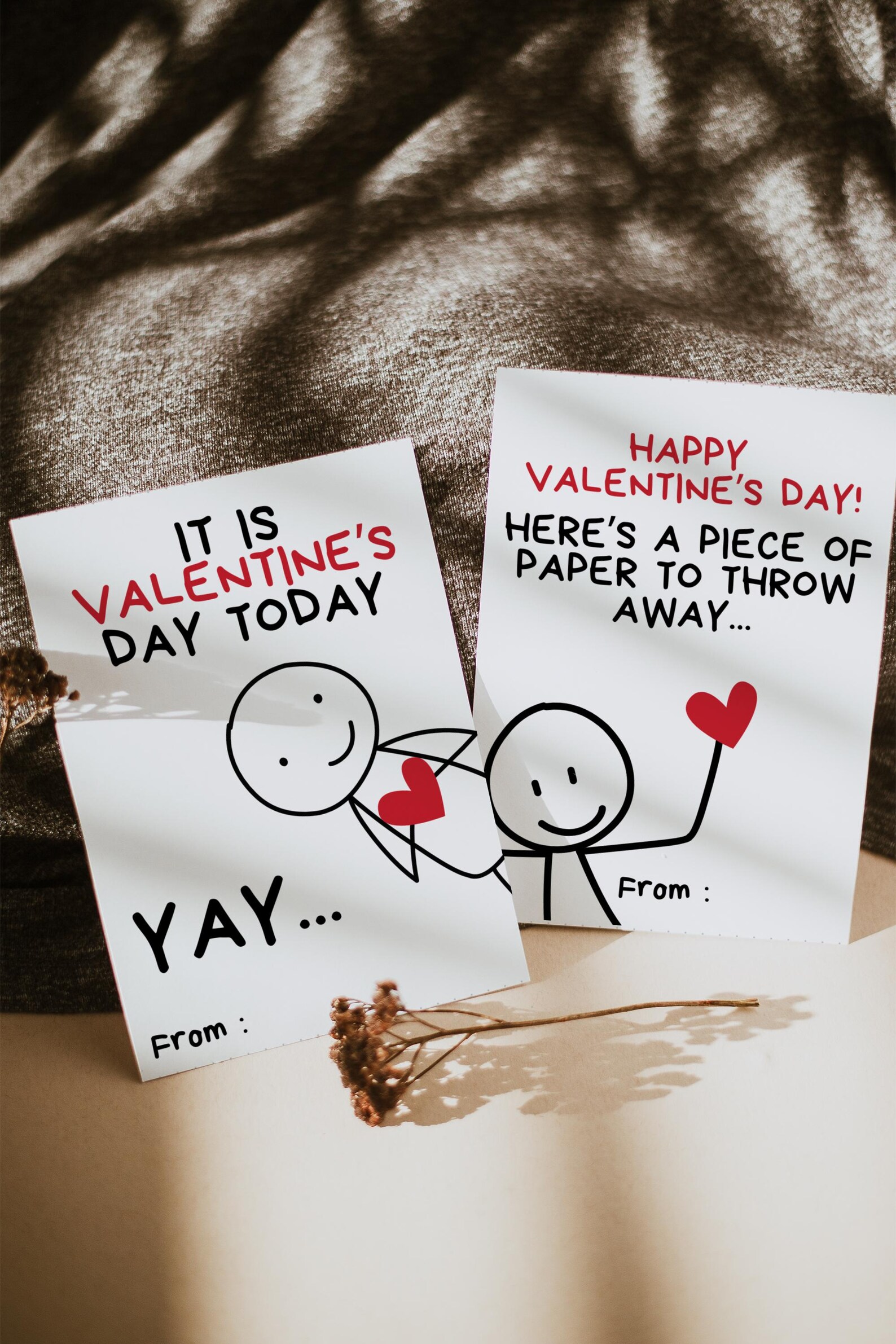 Printable Funny Kids Valentine's Day Cards, Boys Valentines, Stick ...