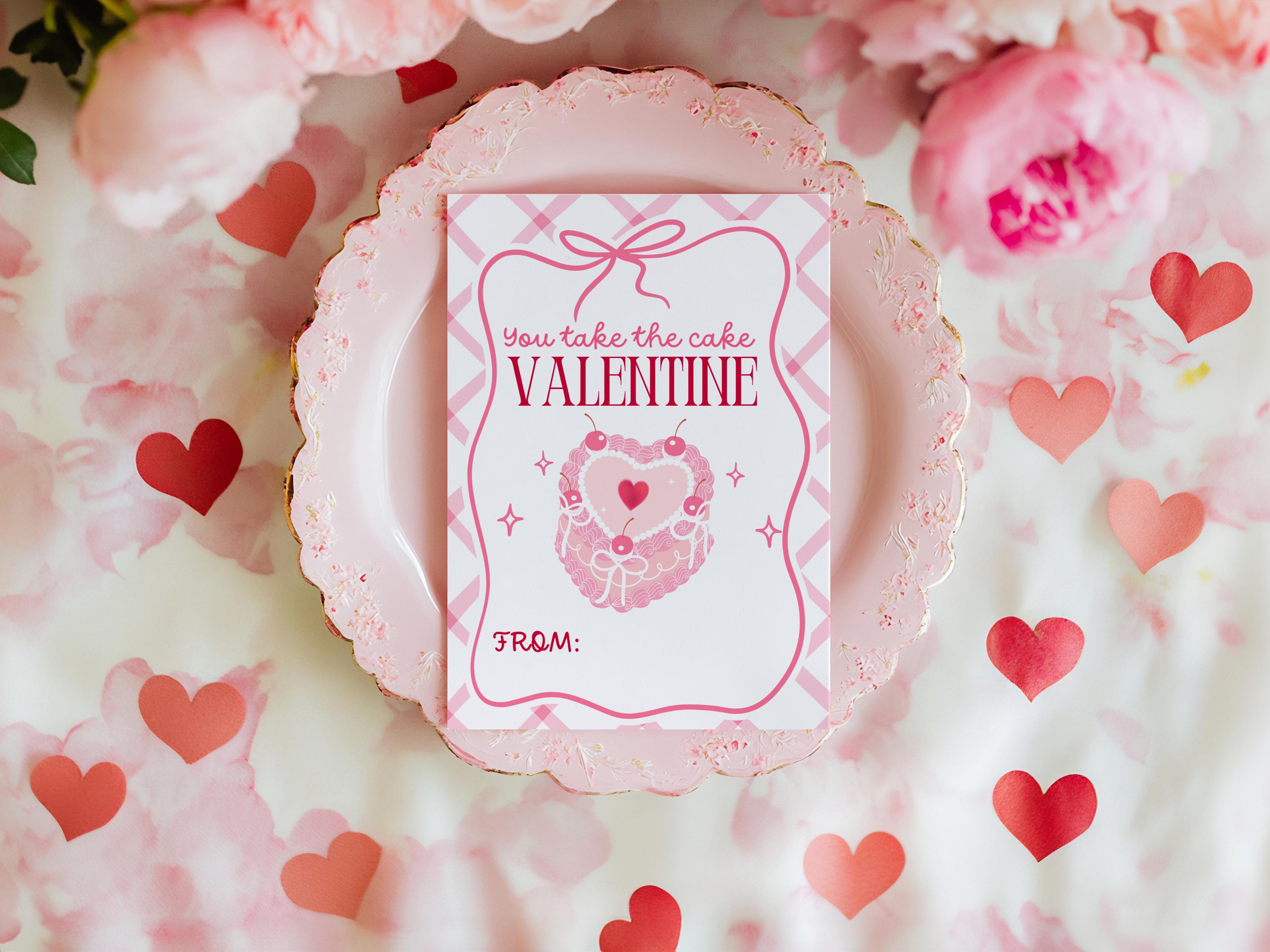 Coquette Valentine Cards for Kids, Pink Bow Valentines, Cute Classroom ...