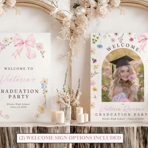 Wildflower Graduation Party Announcement Bundle, Floral Pink Bow Girl ...