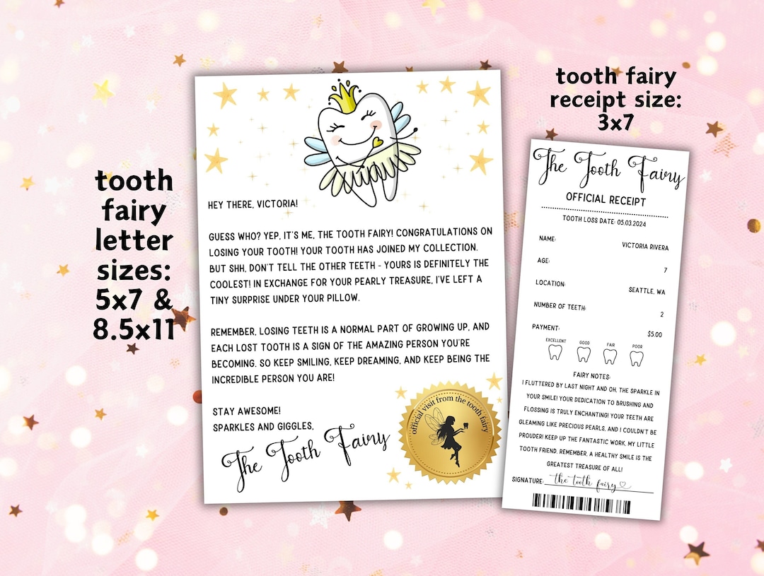 Tooth Fairy Letter, Tooth Fairy Receipt, Tooth Fairy Gift, Tooth Fairy ...