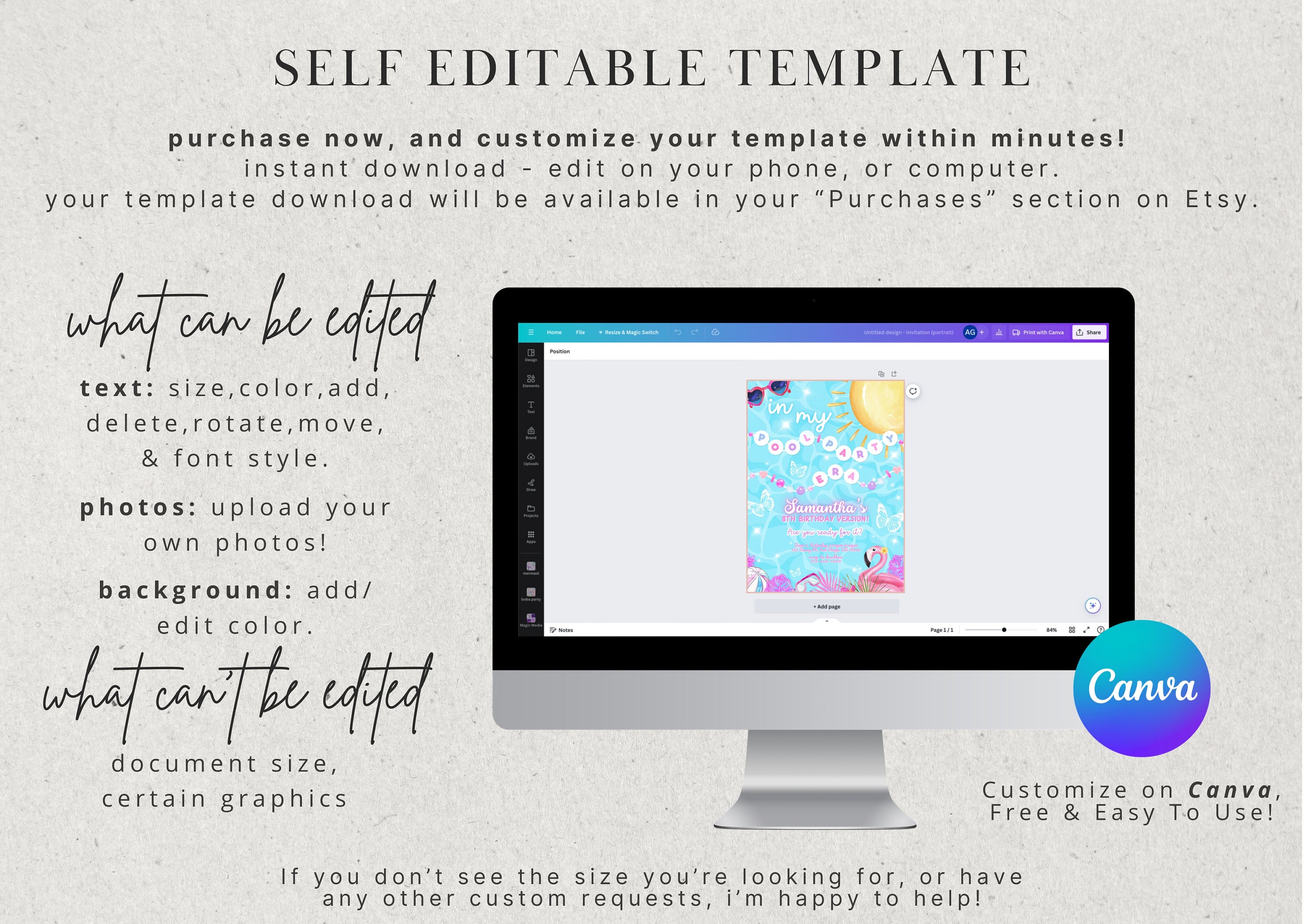Self Editable Pool Party Invite, in My Pool Party Era, Eras Party ...