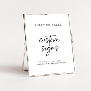 Modern Custom Sign Template, Minimalist Wedding Sign Printable ...