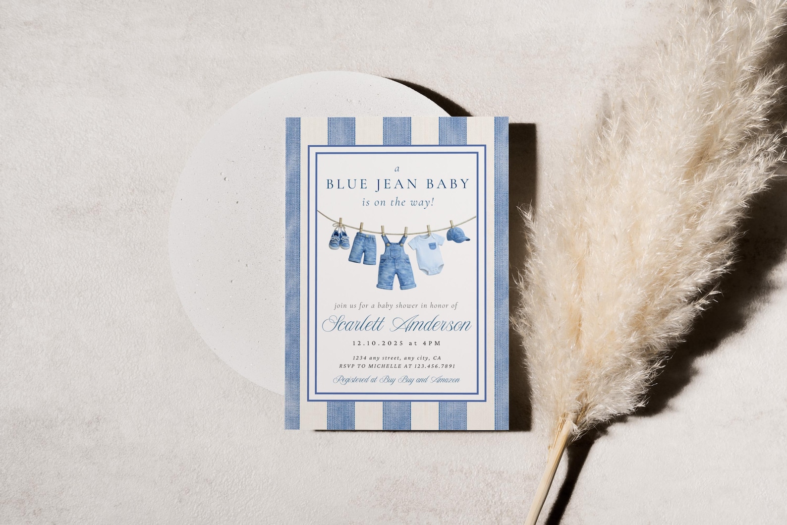 Blue Jean Baby Shower Invite, Denim Baby Shower Invitation, Western ...