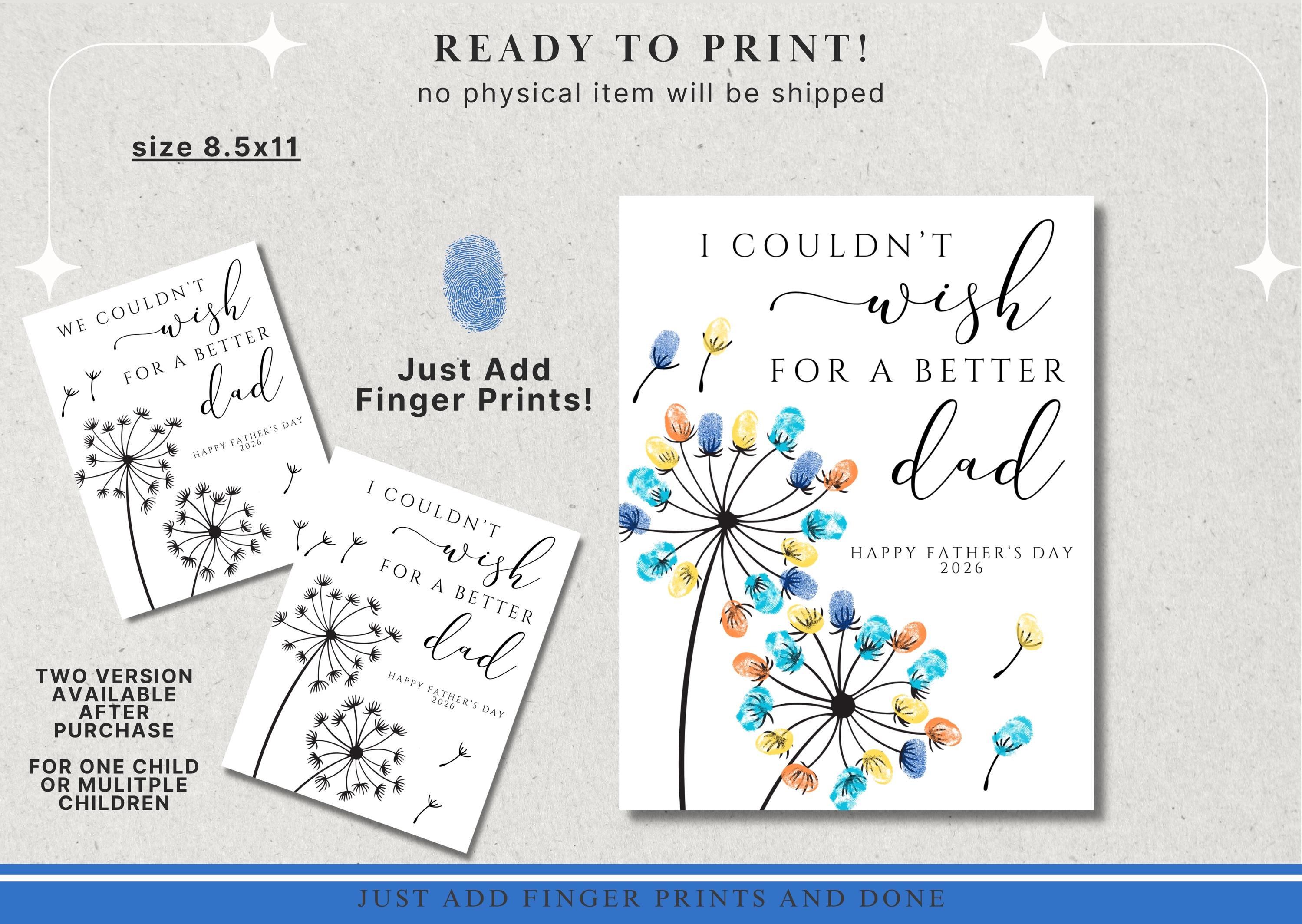 Father's Day Fingerprint Printable, DIY Gift for Dad, Gift for Dad ...