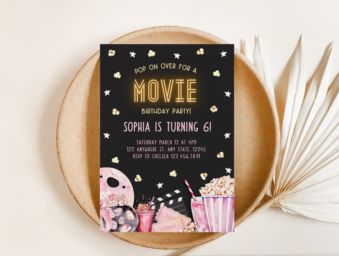 Movie Birthday Invitation, Girl Movie Birthday Invitation, Pop on Over ...