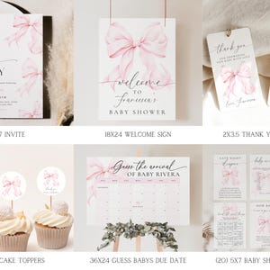 Pink Bow Baby Shower Bundle, Coquette Baby Girl Baby Shower Template ...