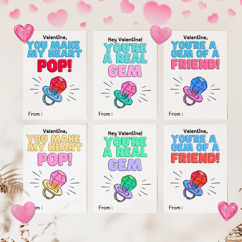 PRINTABLE Valentine's Day Cards, Ring Pop Valentine Card, Printable ...