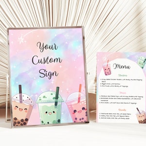 Self-editable Boba Tea Birthday Bundle Invite Tags Signs Cupcake ...