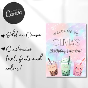 18X24 Boba Par-tea Welcome Sign, Boba Theme Birthday Party Decor ...