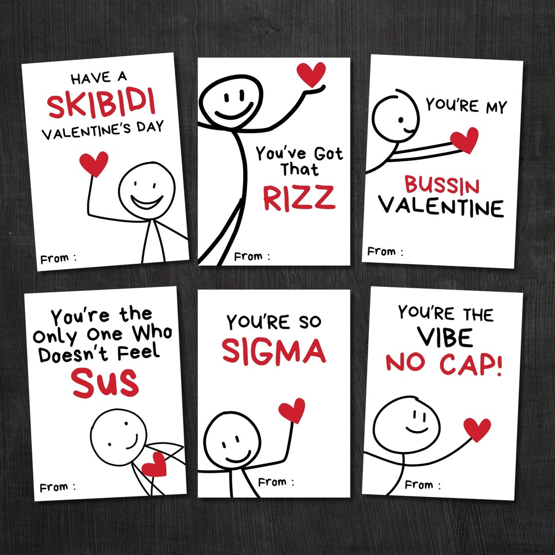 Slang Kids Valentine's Day Cards, Funny Printable Classroom Valentine ...