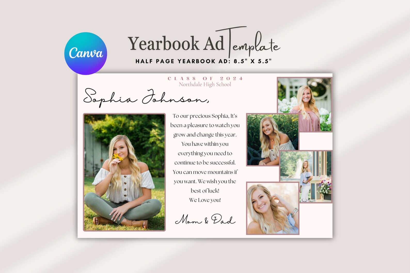 Half Page High School Senior Yearbook Ad | Senior Graduation Tribute ...