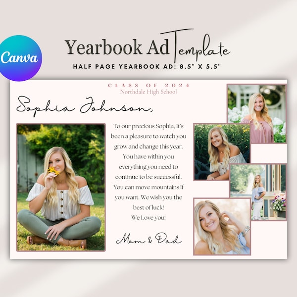 Senior Ad Half Page Template - Etsy