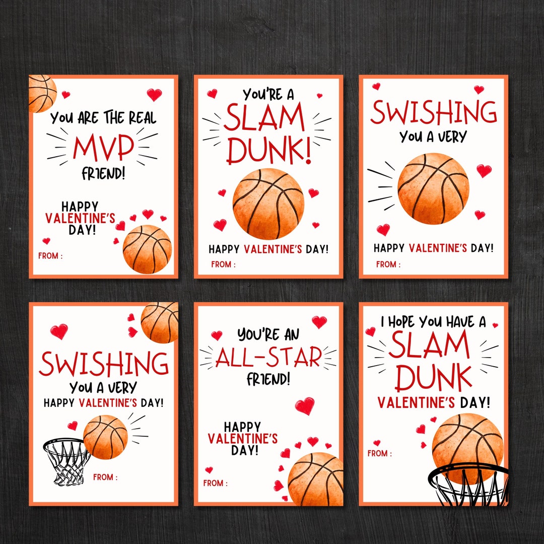 Basketball Valentine's Day Cards, All Star Valentines Cards, Printable ...