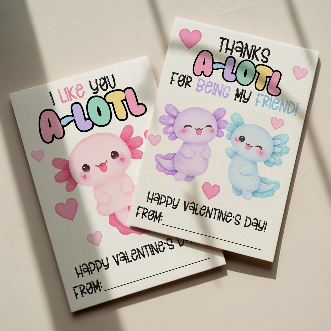 Axolotl Valentine's Day Cards, Axolotl Valentines Cards, Printable ...