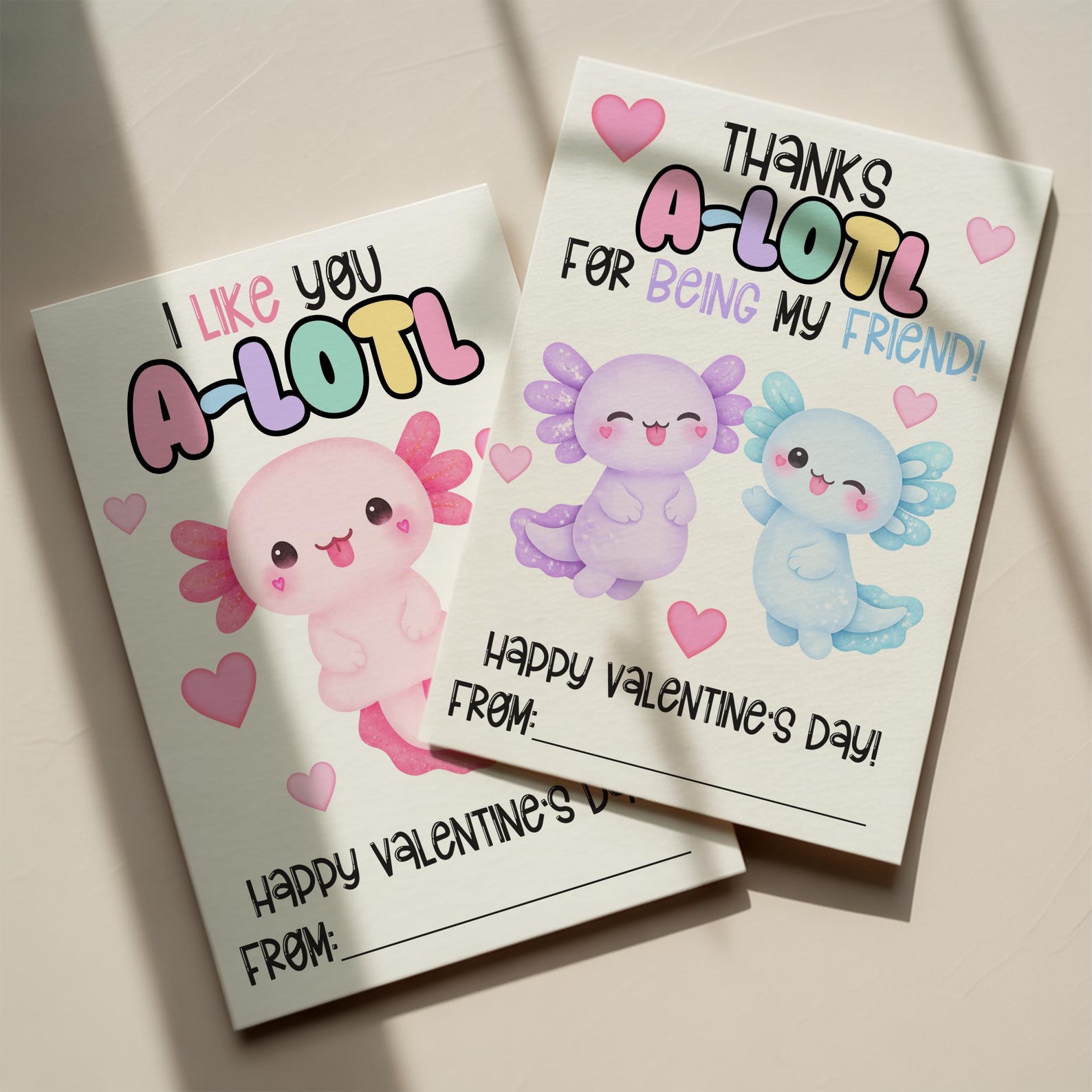 Axolotl Valentine's Day Cards, Axolotl Valentines Cards, Printable ...