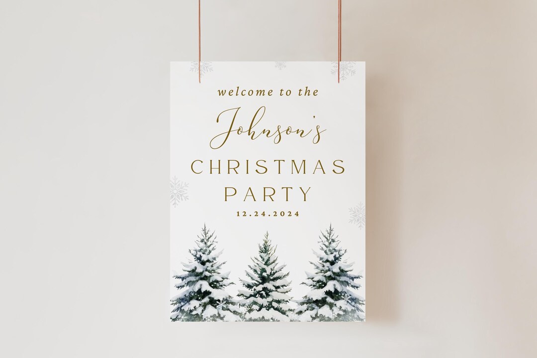 Christmas Party Welcome Sign, Christmas Tree Welcome Sign, Holiday ...