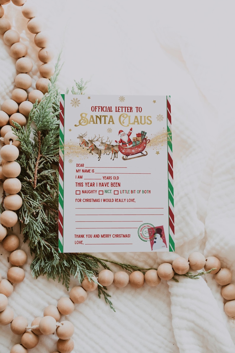 Letter to Santa, Kids Letters to Santa, Holiday Printable Letter to ...