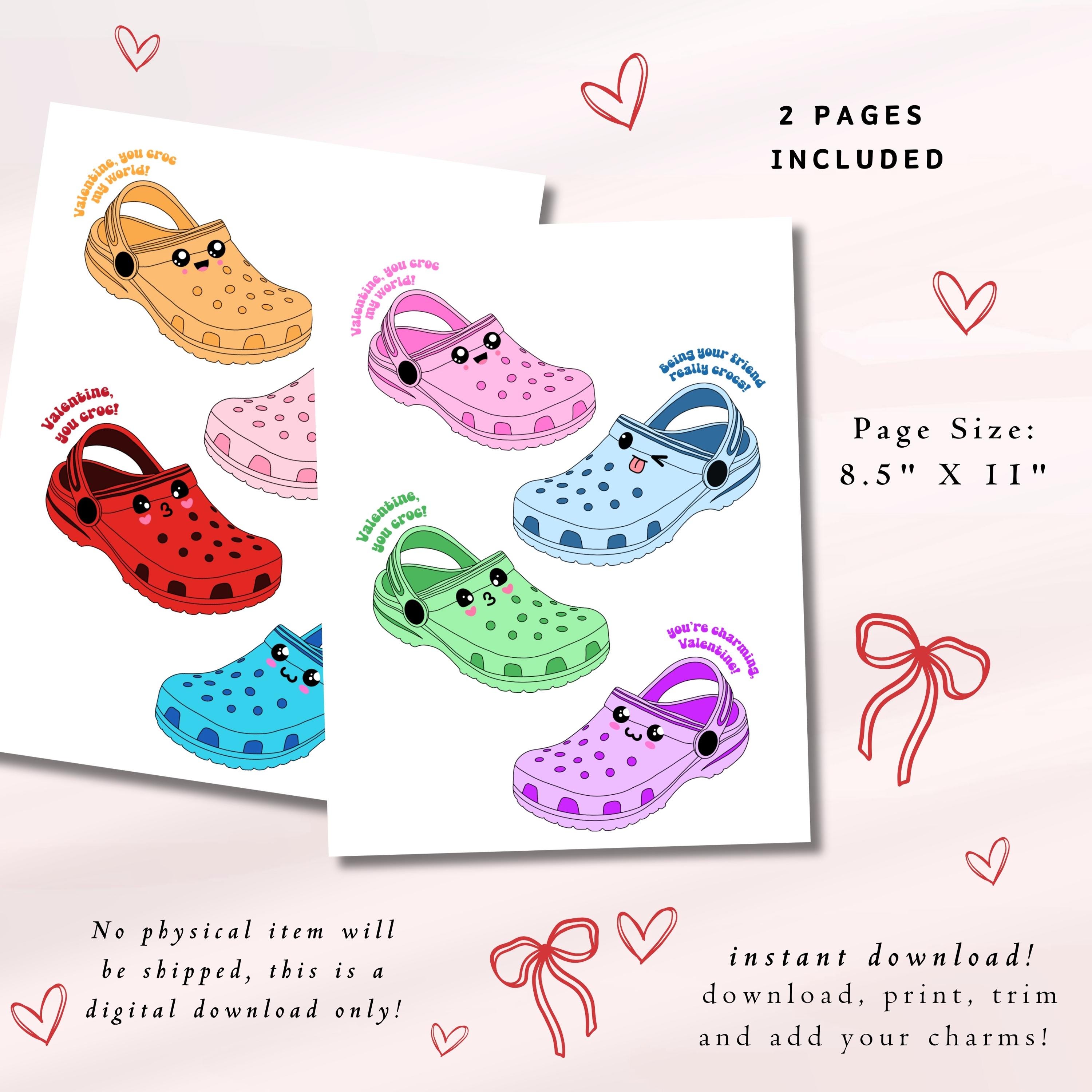 Shoe Charm Valentine Printable, Clog Shoe Kids Valentine, Classroom ...