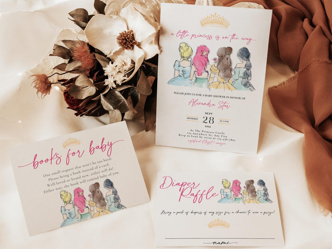 Princess Baby Shower Invitation Set, Princess Baby Shower Decor, A ...