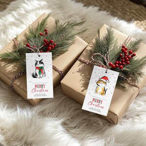 Cat Christmas Gift Tags, Editable Christmas Gift Tags Bundle Set Kitten ...