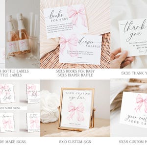 Pink Bow Baby Shower Bundle, Coquette Baby Girl Baby Shower Template ...