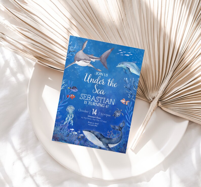 Under the Sea Birthday Invitation, Sea Animals Birthday Invite, Under ...