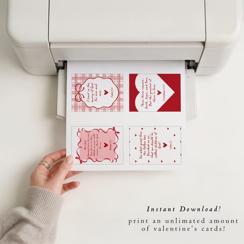 Christian Valentine Bible Verse Cards for Kids, Printable Valentine’s ...