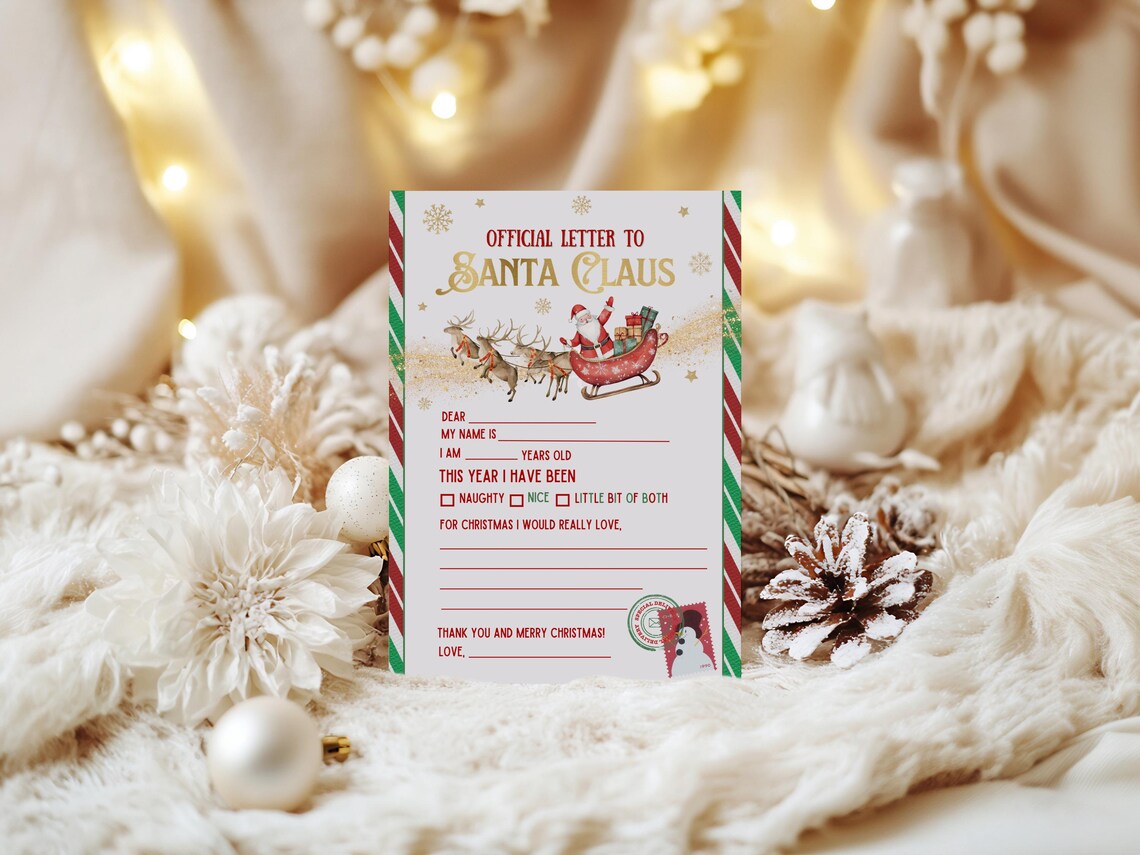 Letter to Santa, Kids Letters to Santa, Holiday Printable Letter to ...