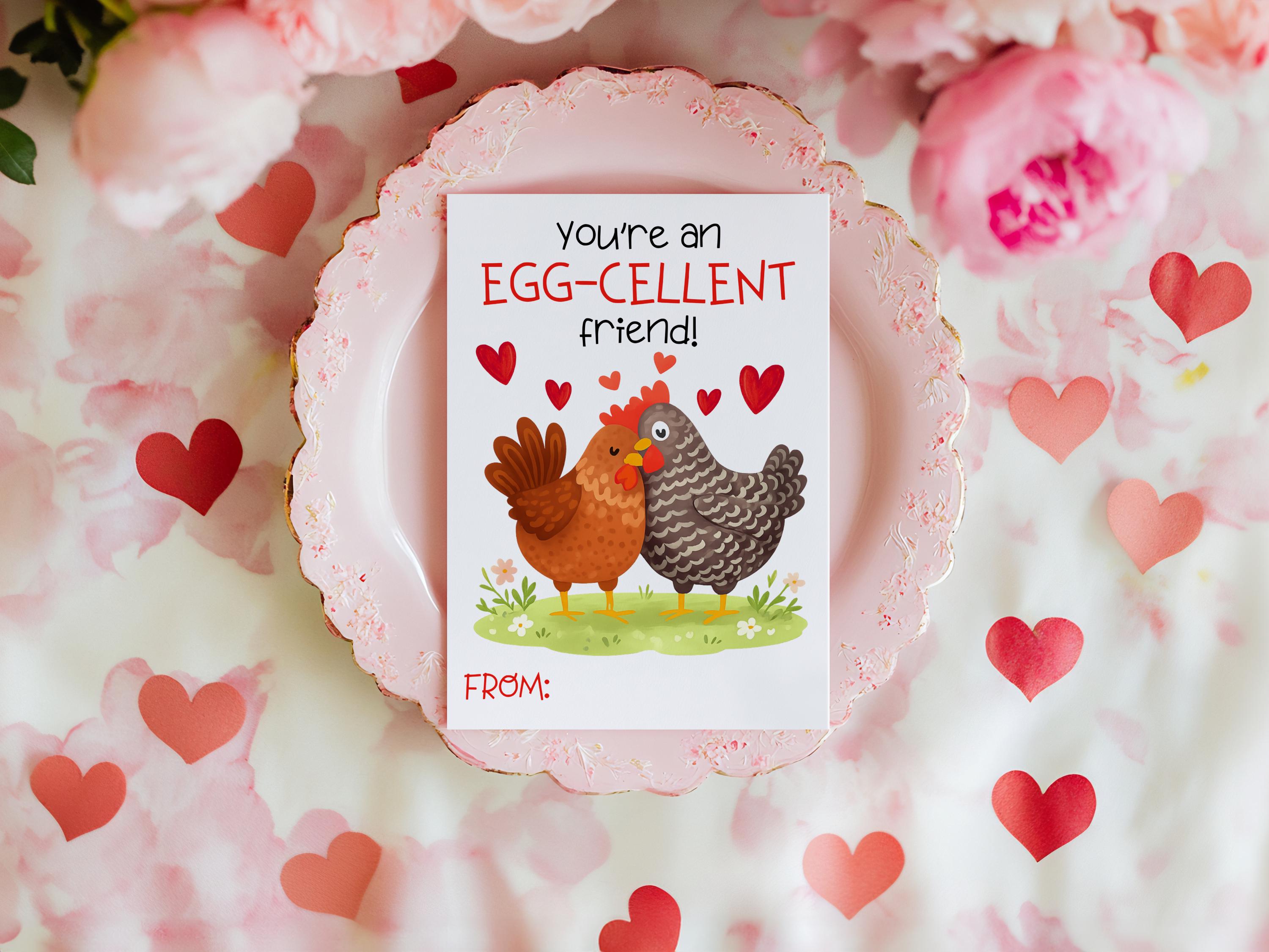 Chicken Valentine's Day Cards, Farm Valentines Cards, Printable ...