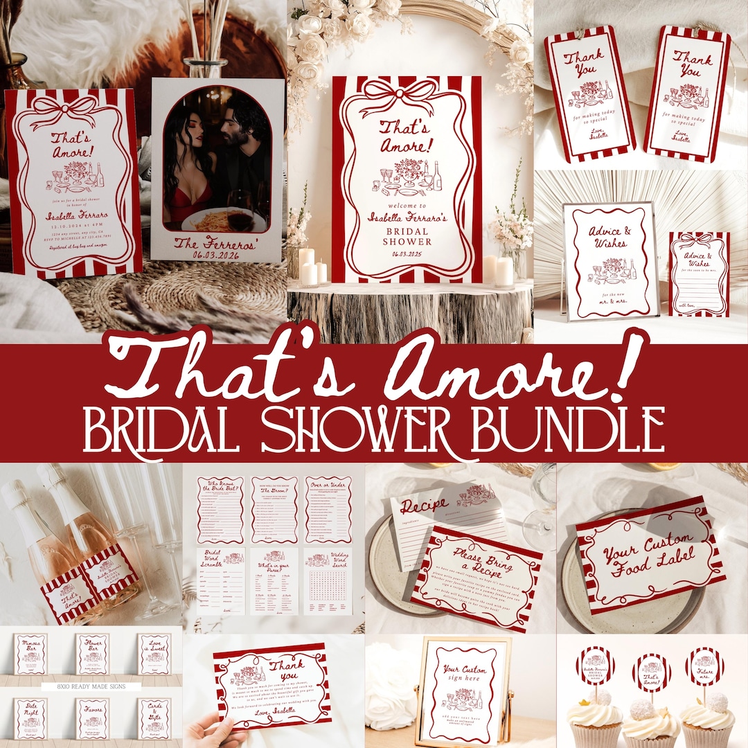 That's Amore Bridal Shower Bundle, Italian Bridal Shower Party Ideas, Engagement Party Decor ...