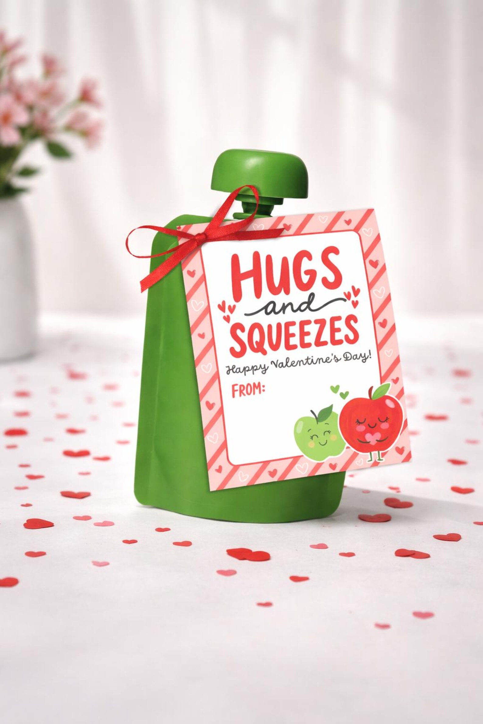 Hugs and Squeezes Valentine Printable | Squeeze Pouch Valentine Tag ...