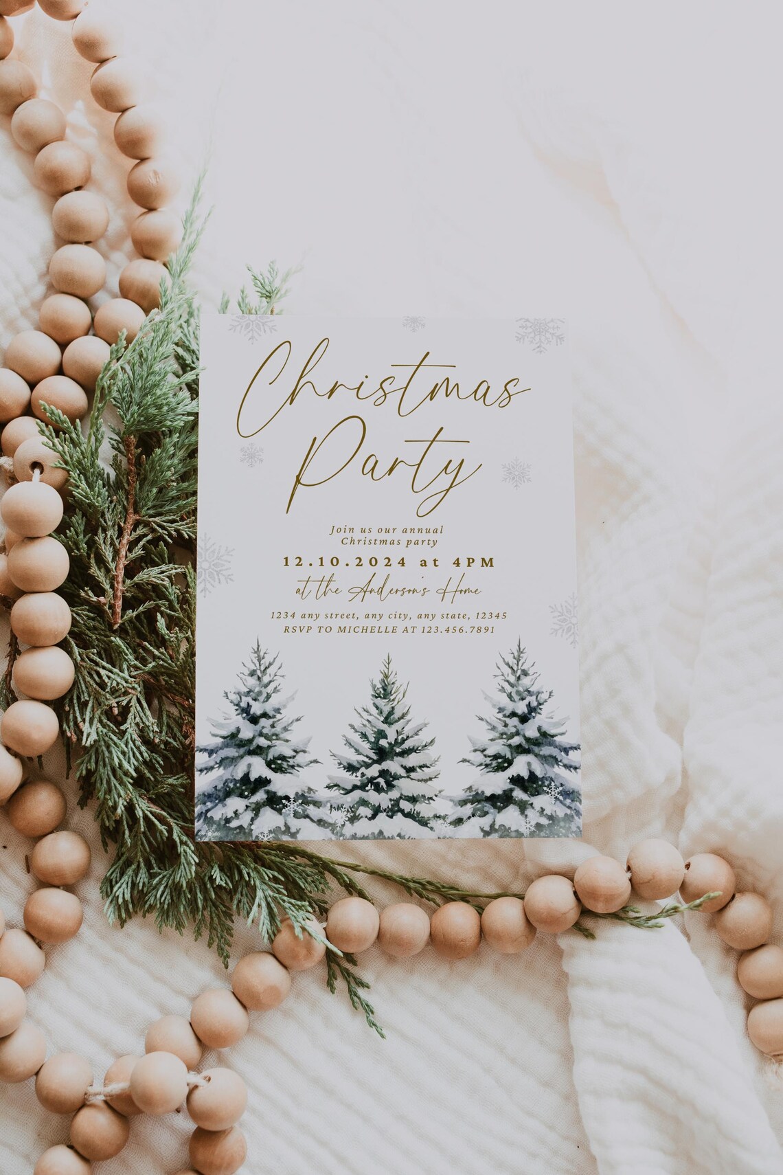 Christmas Party Invitation, Holiday Party Invite, Template Editable ...