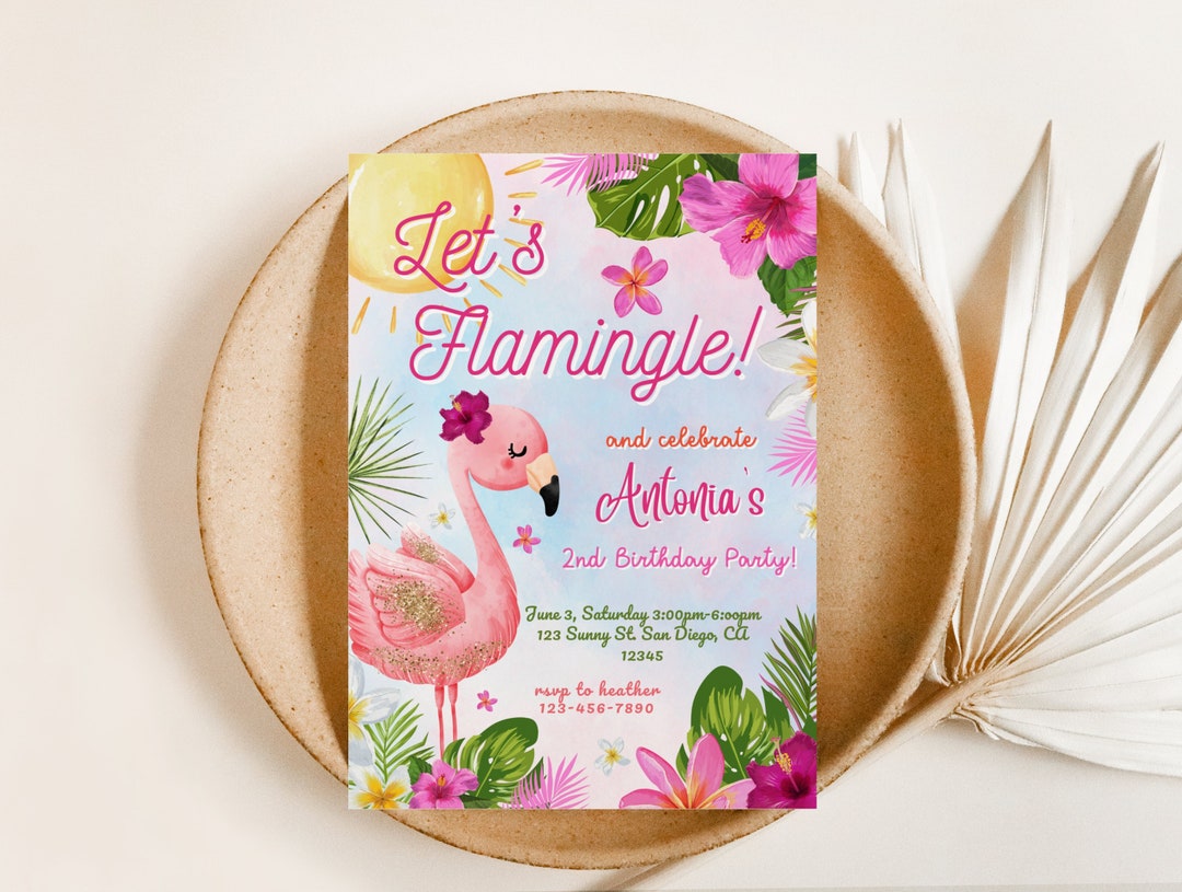 Flamingo Birthday Party Invitation, Flamingo Theme Party, Let's ...