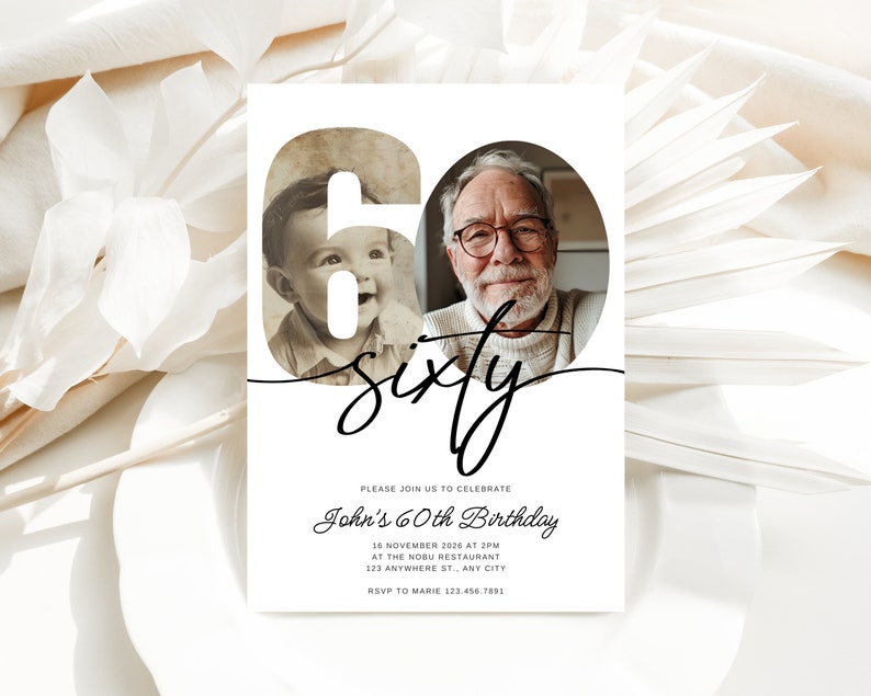 60th Birthday Invite, Look Who's 60, 60th Birthday Invitation With ...