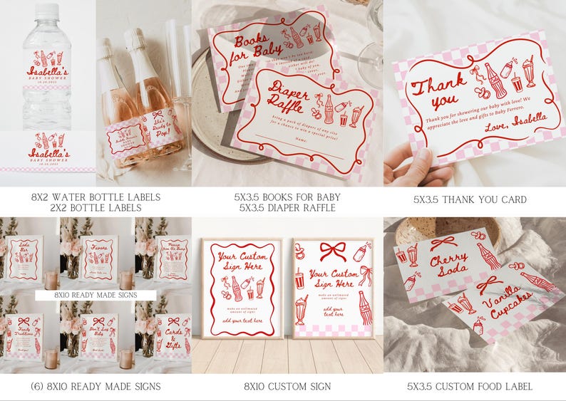 She's Ready to Pop Baby Shower Bundle, Pink Bow Whimsical Vintage Hand ...