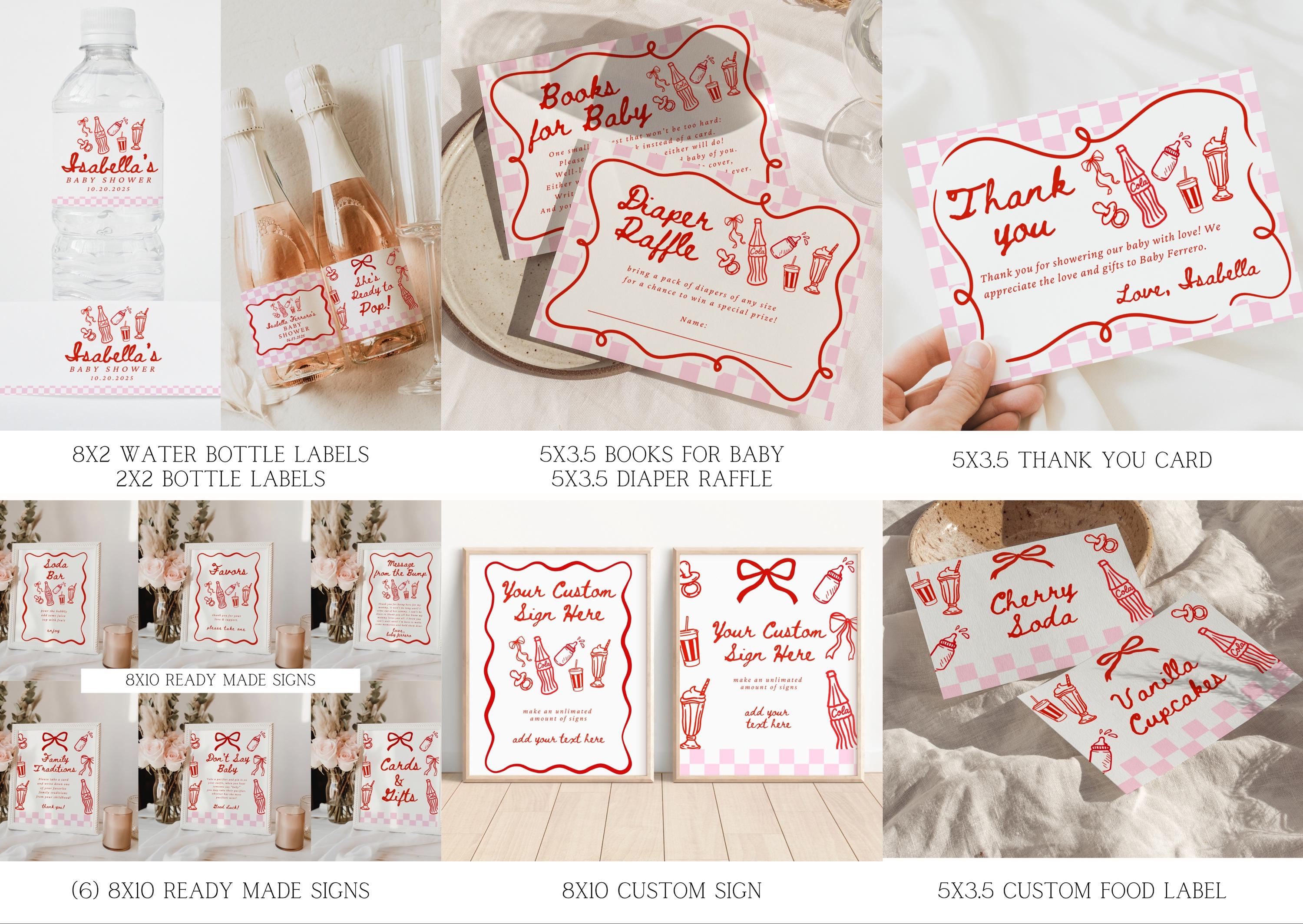 She's Ready to Pop Baby Shower Bundle, Pink Bow Whimsical Vintage Hand ...