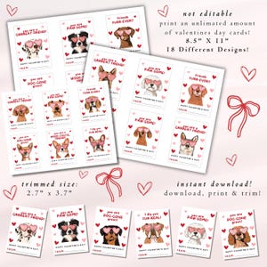Dog Valentine's Day Cards, Puppy Valentines Cards, Printable Classroom ...