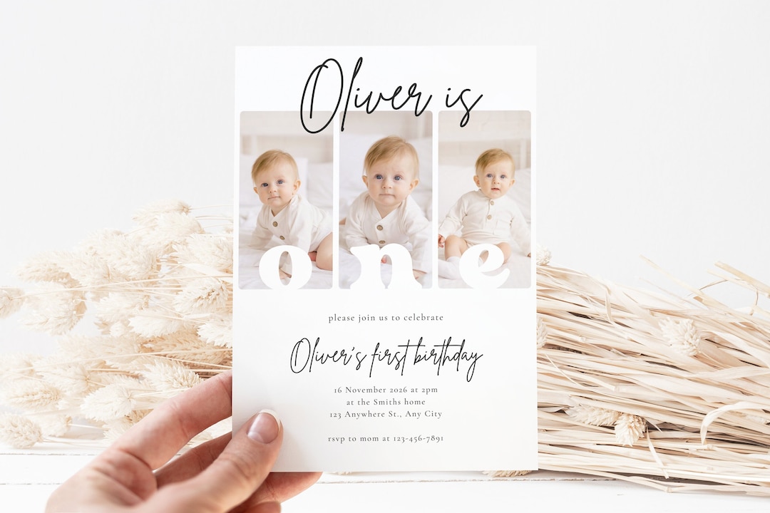 Editable First Birthday Invitation, 1st Birthday for Boy, Girls ...