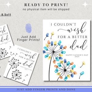 Father's Day Fingerprint Printable, DIY Gift for Dad, Gift for Dad ...