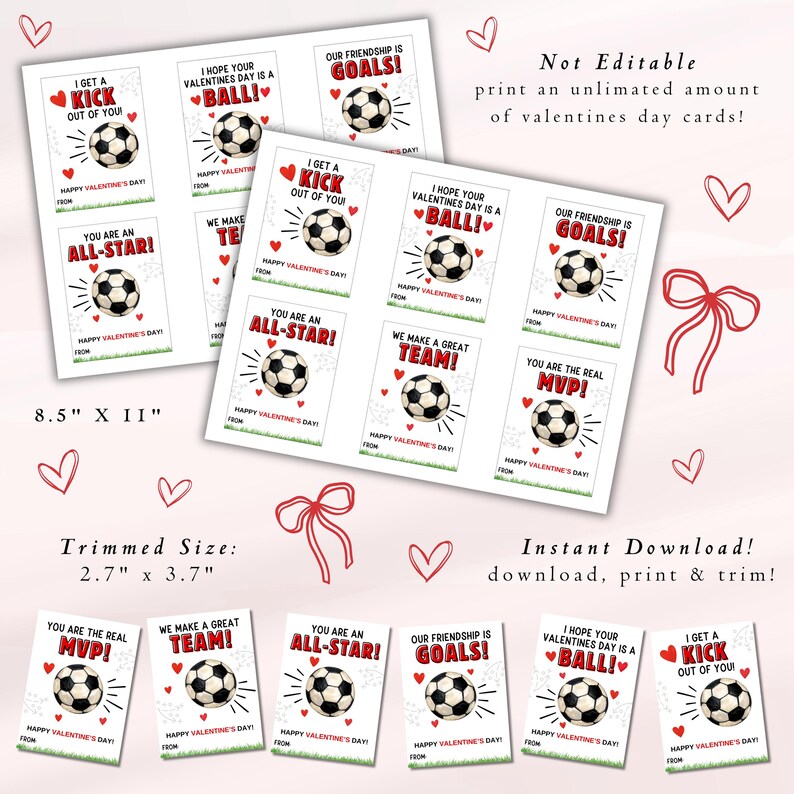 Soccer Valentine's Day Cards, All Star Valentines Cards, Printable ...