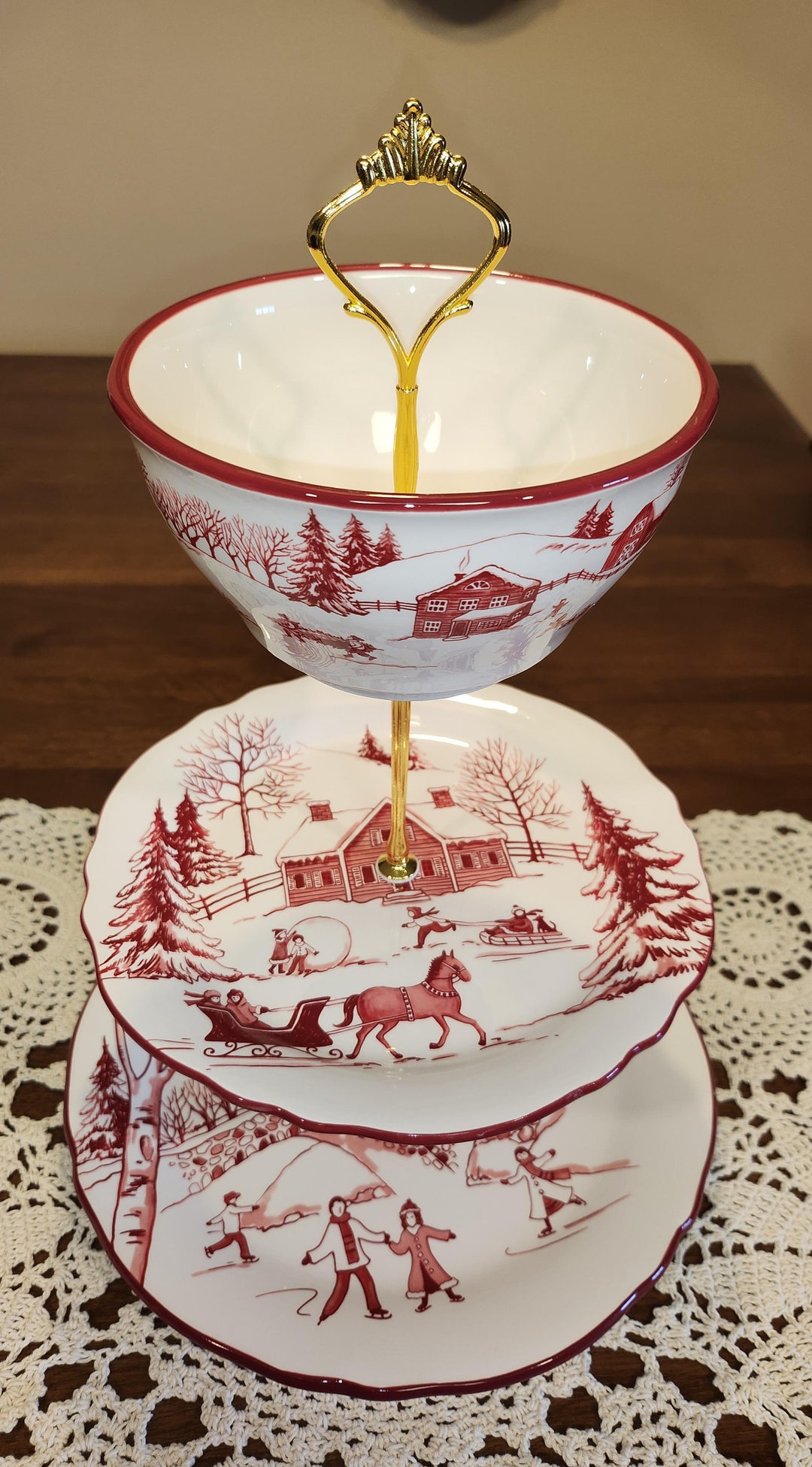 Bico Toile Winter Wonderland New Stock Three Tier Cake Stand; Tiered ...
