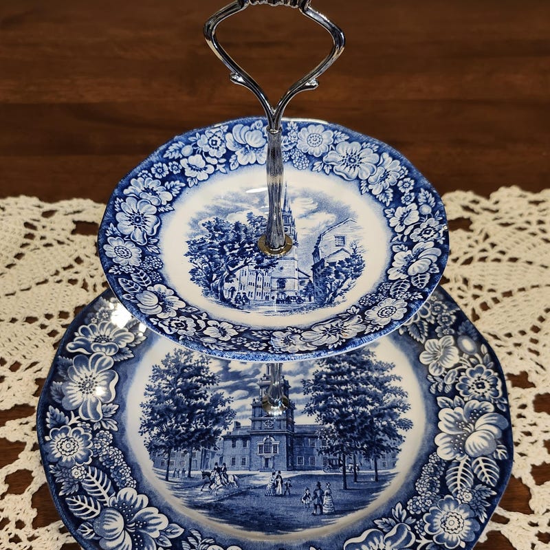 Blue China Serving Tray - Etsy